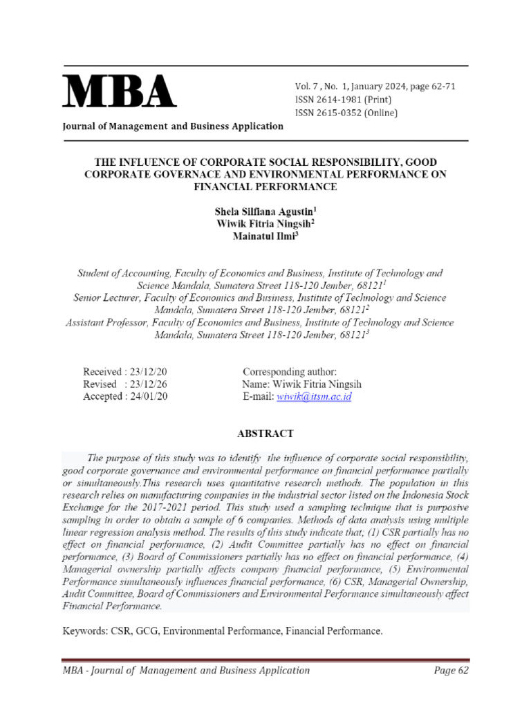 View of THE INFLUENCE OF CORPORATE SOCIAL RESPONSIBILITY, GOOD ...