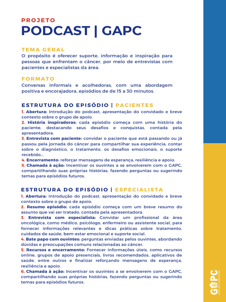Projeto Podcast Gapc | PDF