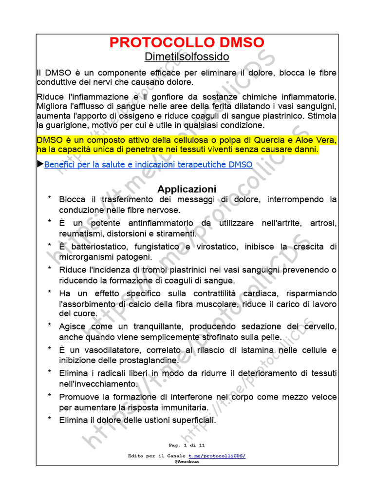 Protocollo Dmso | PDF