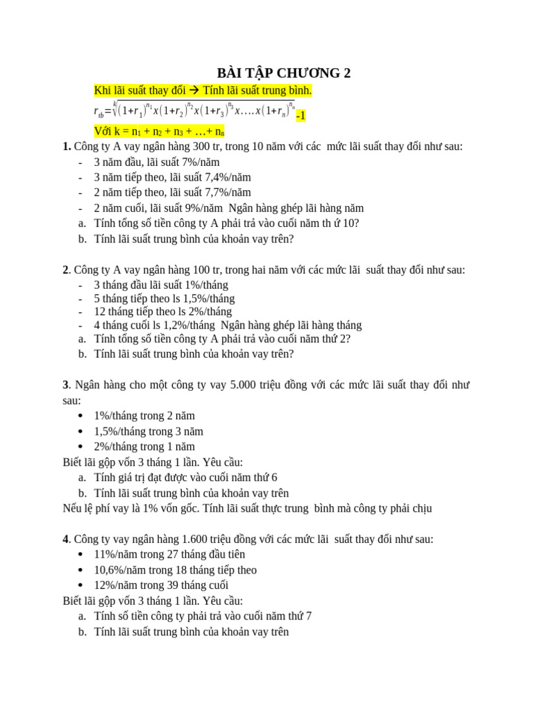 Bai Tap Chuong 2 - TCDN | PDF