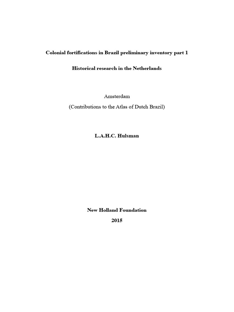 Colonial fortifications in Brazil preliminary inventory part 1 | PDF