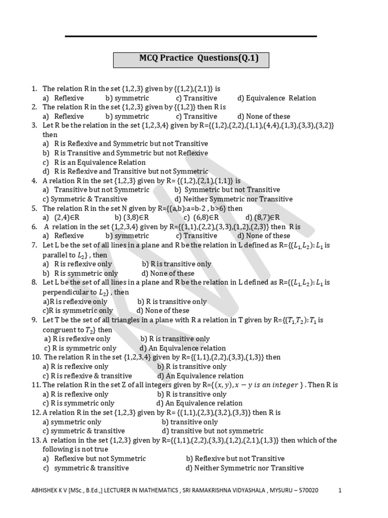 MCQ's (Q1 & Q2) | PDF