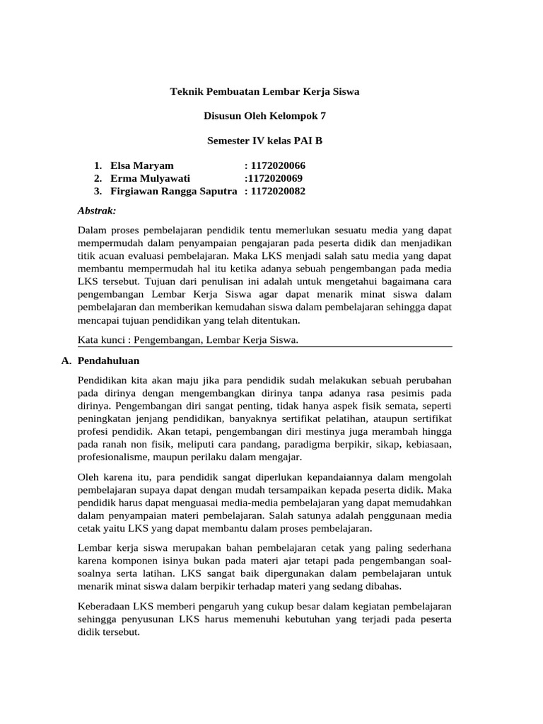 Kel-7 Teknik Pembuatan LKS | PDF