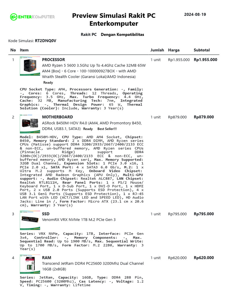 Simulasi - Rakit PC - Enterkomputer Jual Beli Online Komputer, Rakit PC ...