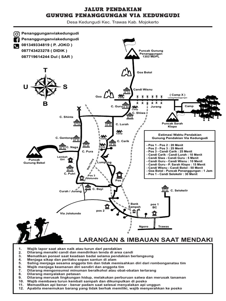 Jalur Pendakian Gunung Penanggungan Via Kedungudi | PDF