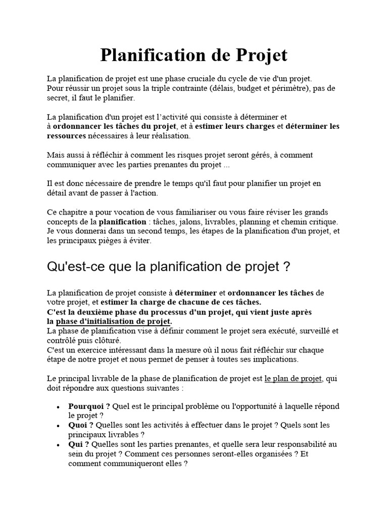 3 - Planification de Projet | PDF
