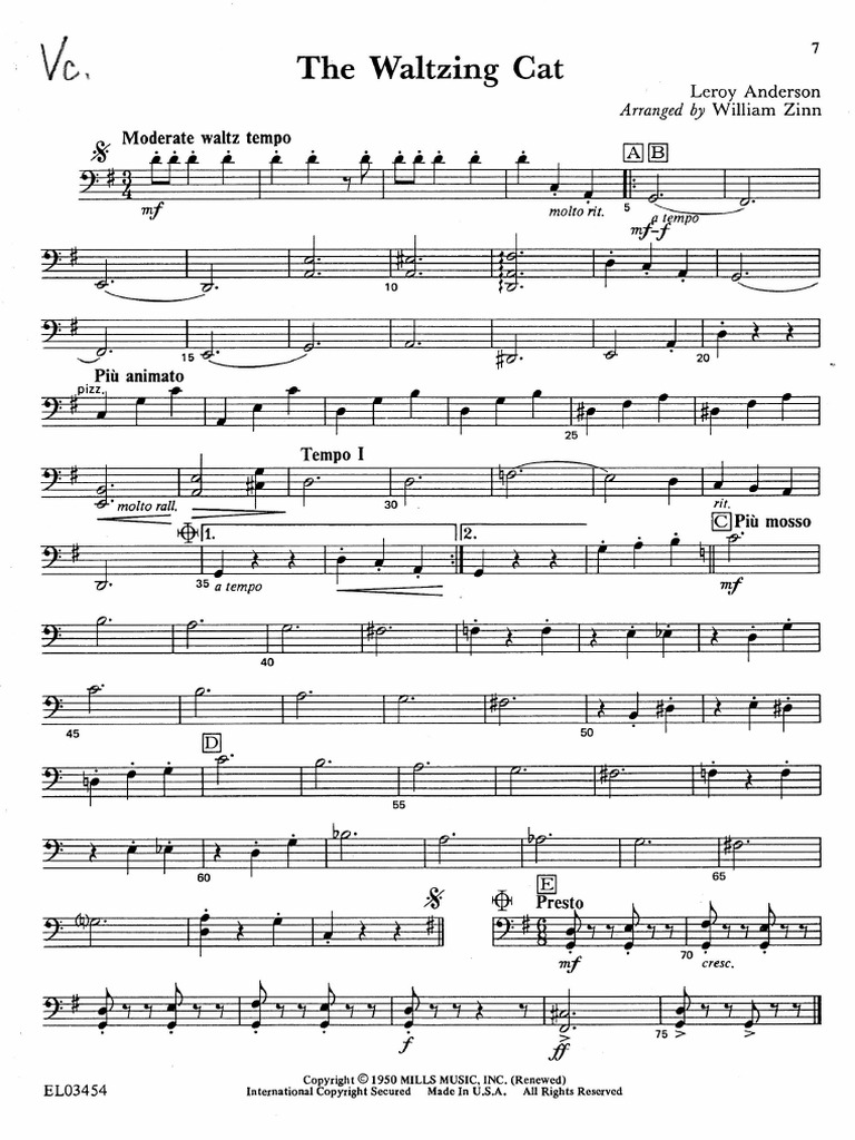 Waltzing Cat Cello | PDF