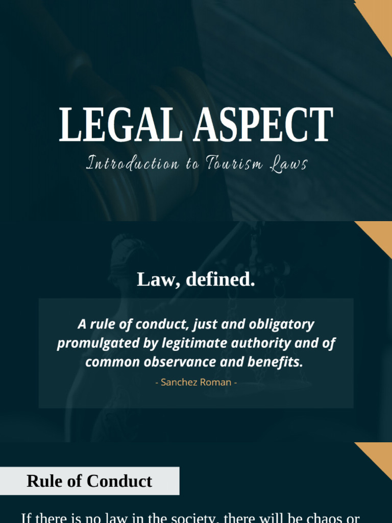 LEGAL ASPECT (Introduction To Tourism Laws) - Srah Roldan | PDF