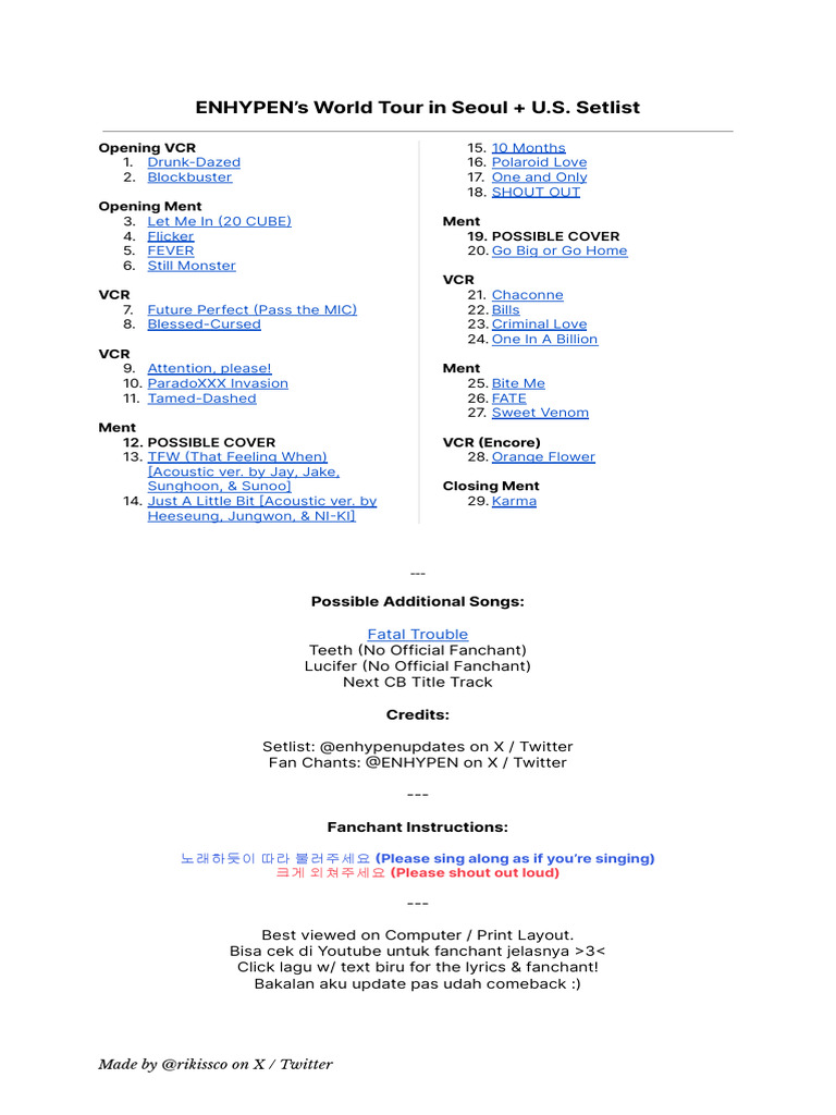 Enhypen Fanchant | PDF