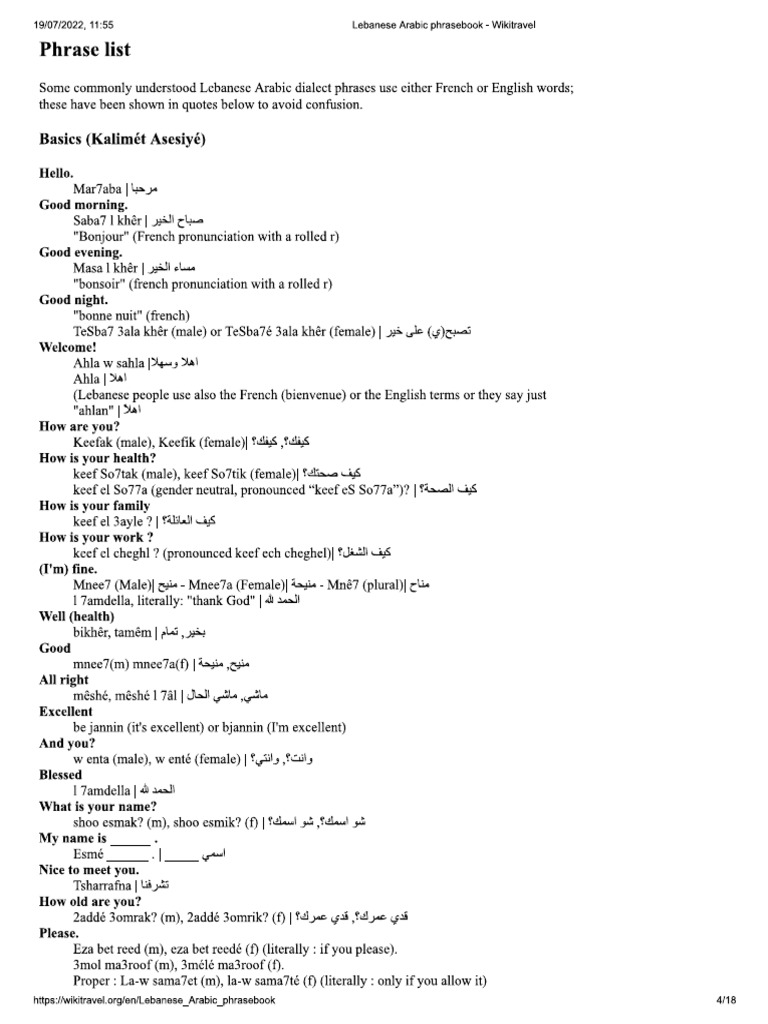Lebanese Dialect | PDF