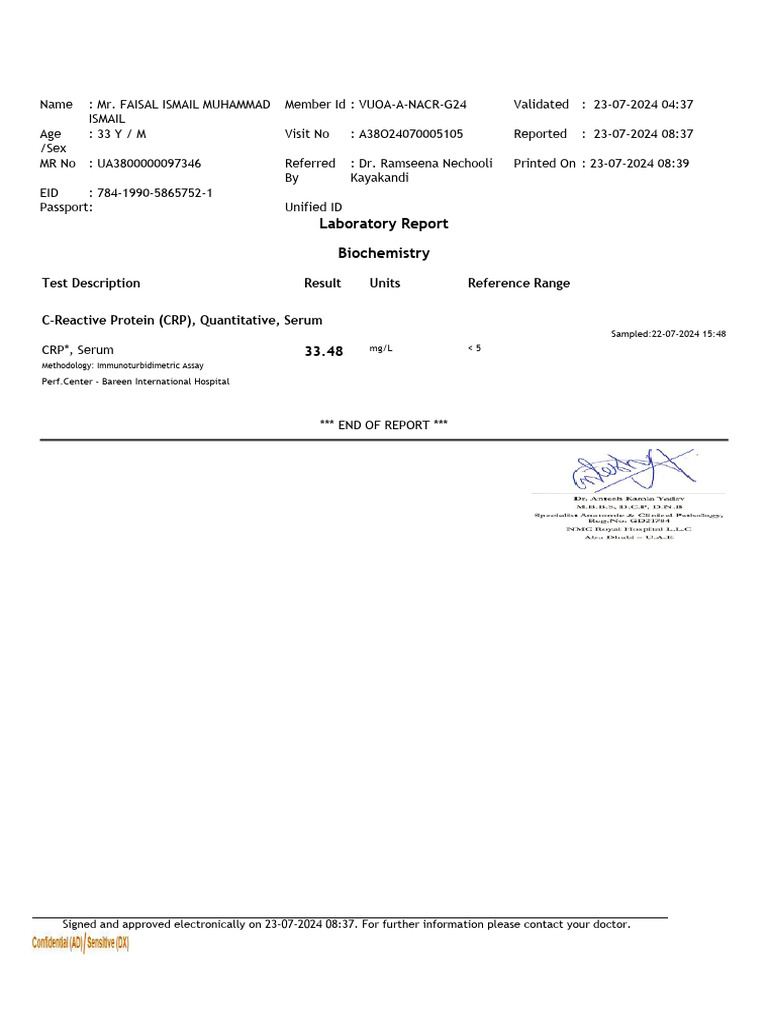 C-Reactive Protein (CRP), Quantitative, Serum | PDF