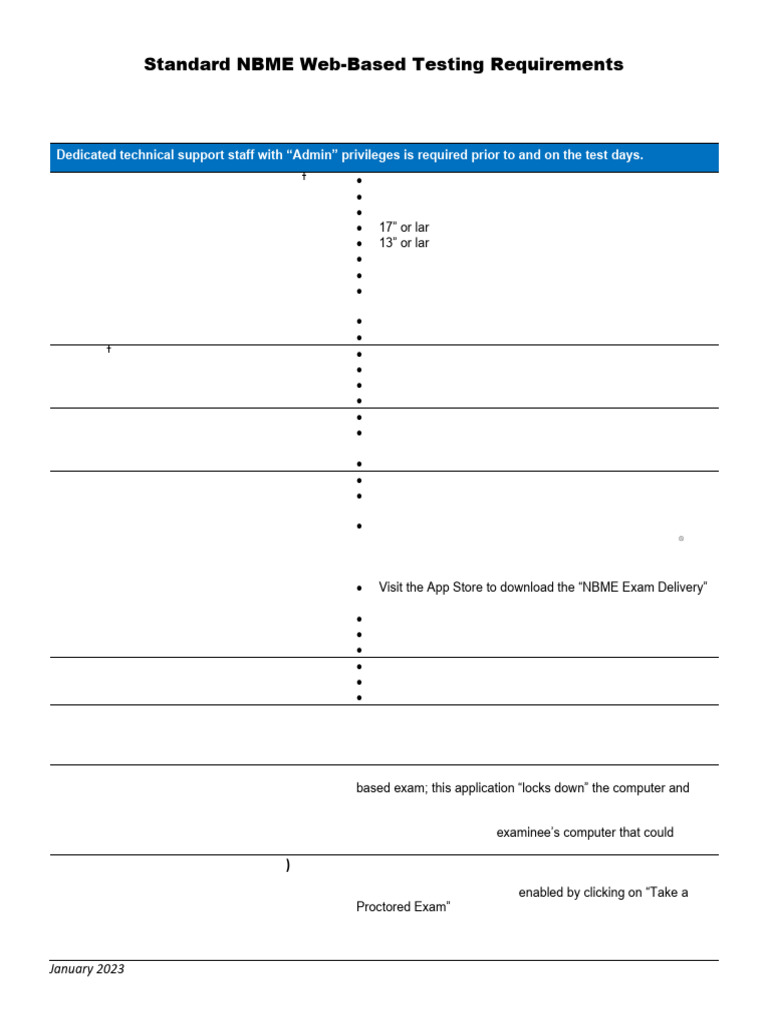 NBME WBT System Requirements January 2023 Final | PDF