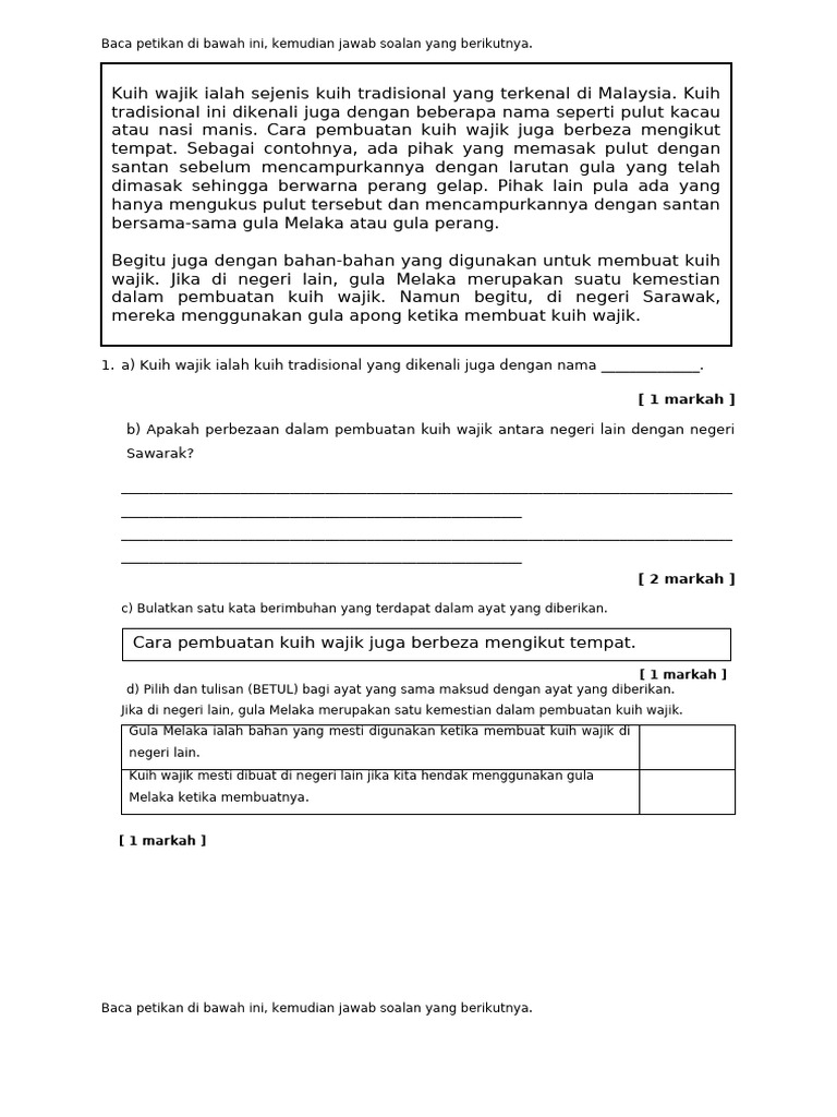 Latihan Pemahaman Tahun 6 2 Pdf