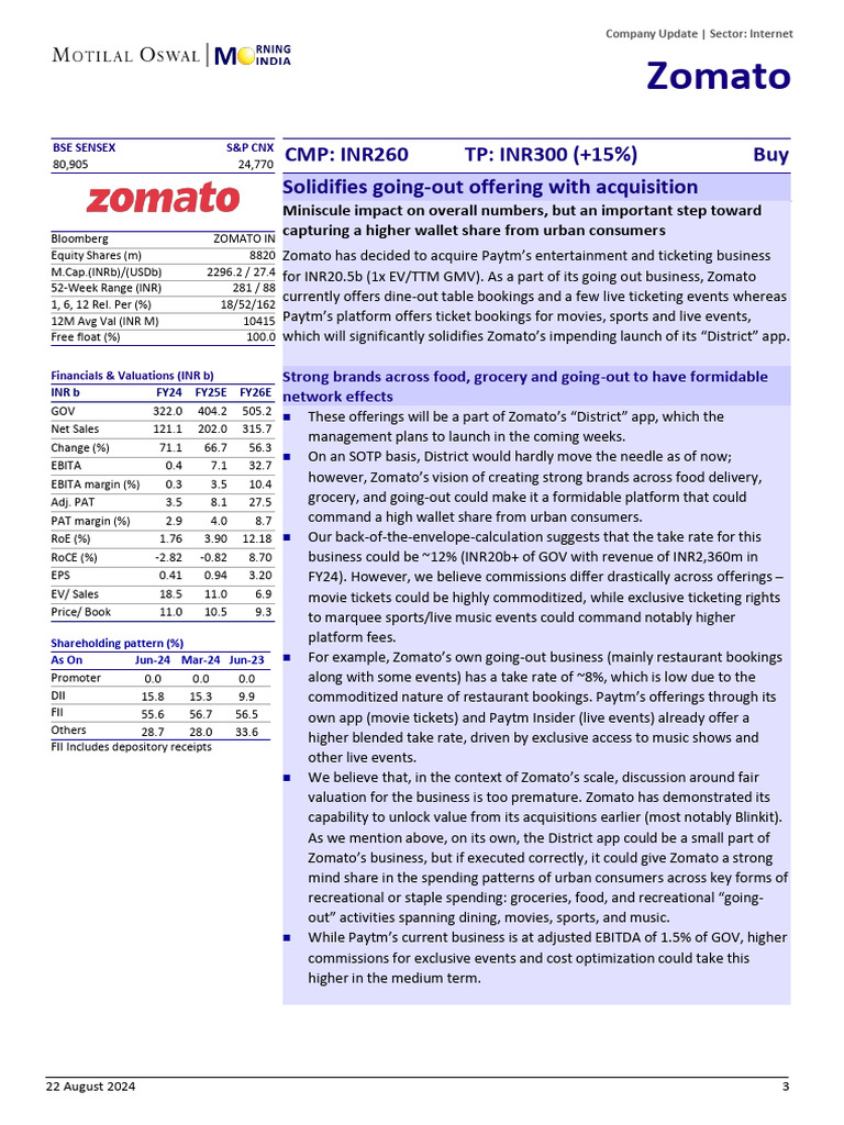 Zomato: Solidifies Going-Out Offering With Acquisition | PDF | Business ...