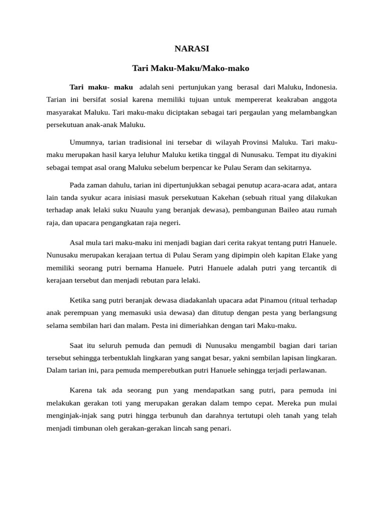 NARASI Tari Maku-Maku-Saka Mese Nusa | PDF