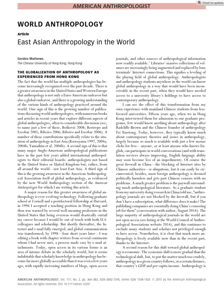 American Anthropologist - 2015 - Dominguez - A Perspective On ...