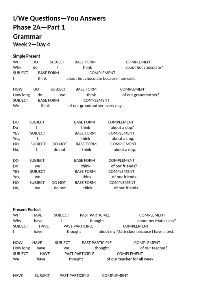 I:We Questions--You Answers | PDF