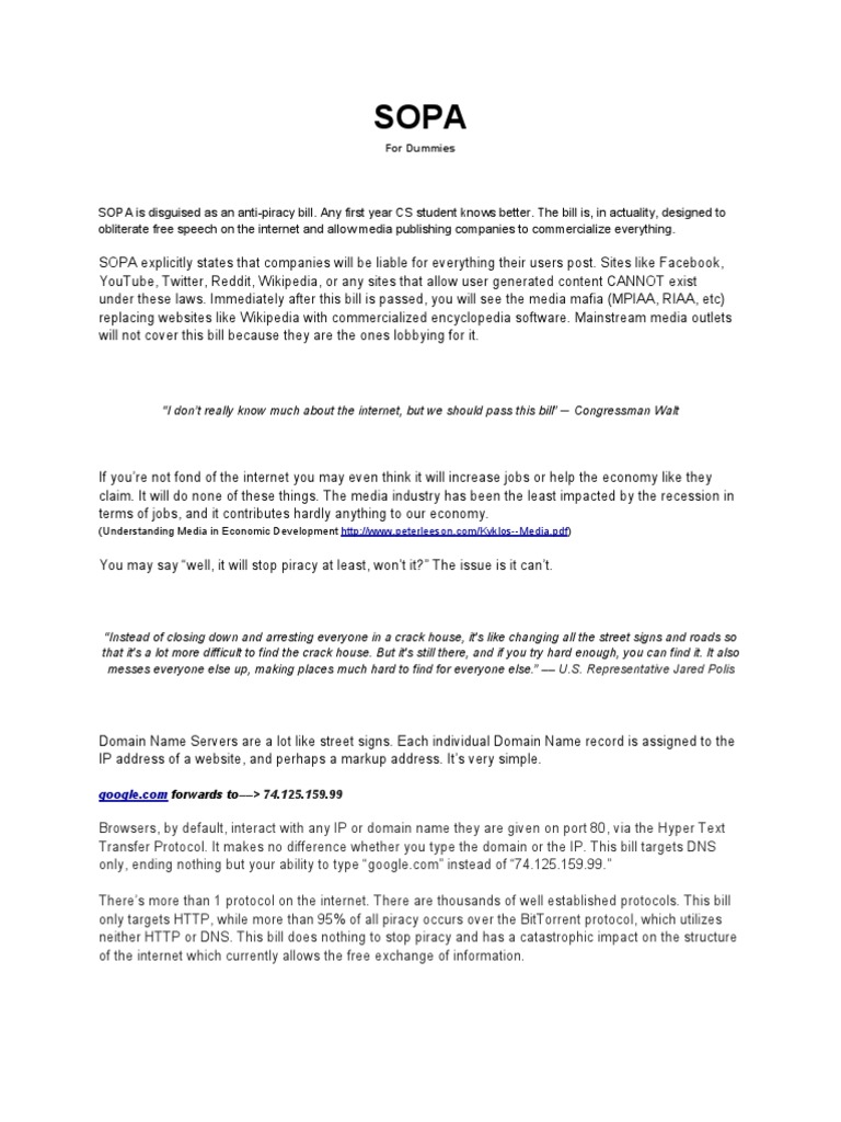 SOPA For Dummies | PDF
