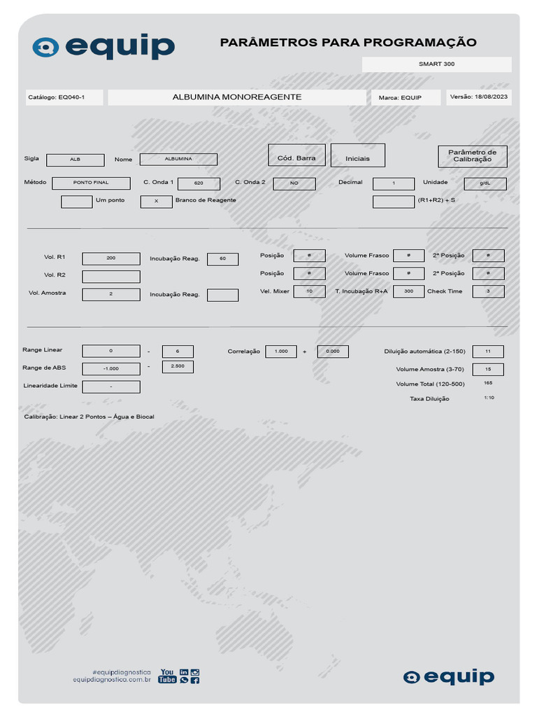 PROGRAMA€荗 ALBUMINA MONOREAGENTE EQUIP SMART 300 | PDF