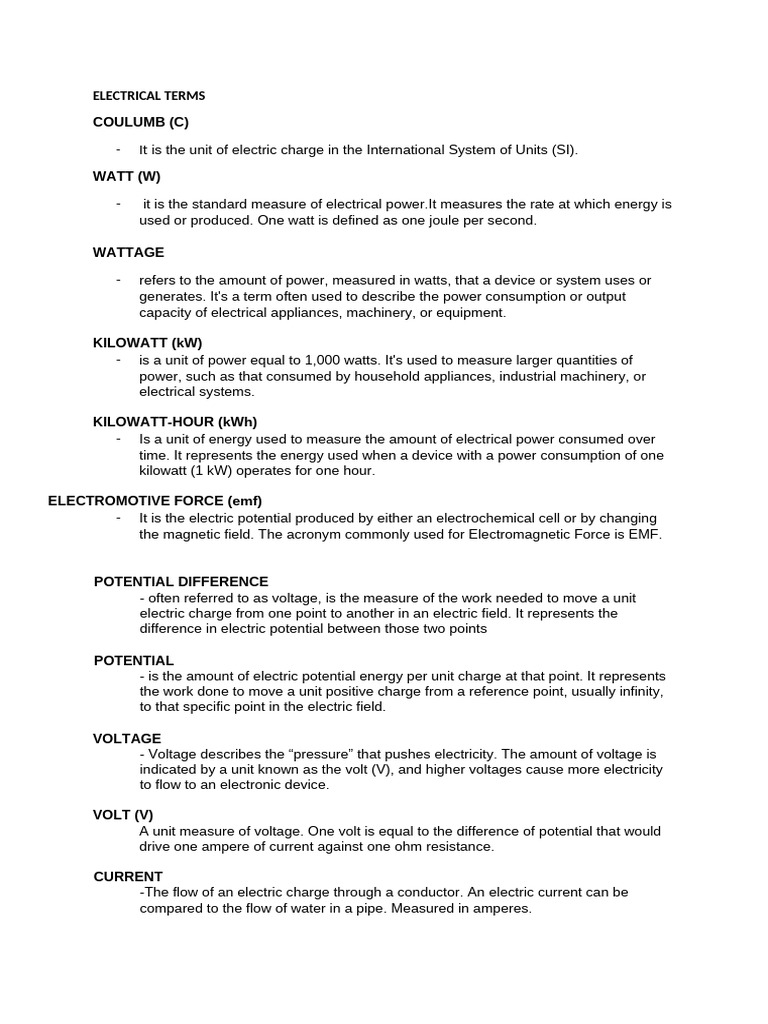 Electrical Terms Fin | PDF