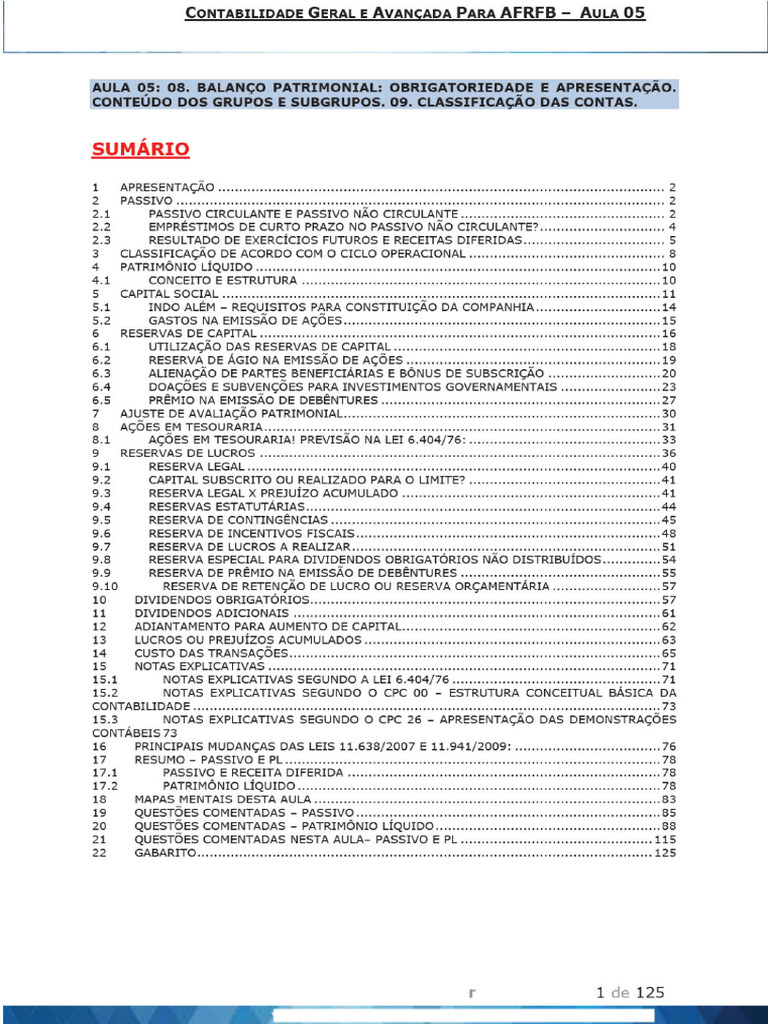 Contabilidade RFB 2018 - Aula 05 | PDF