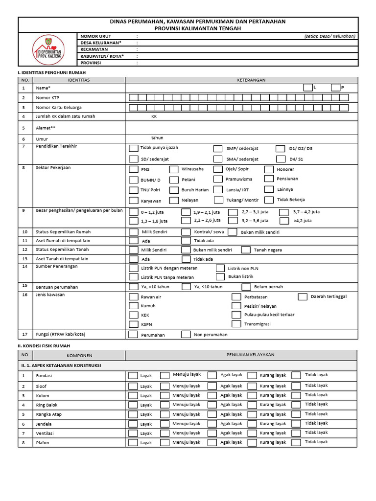 Kuisoner Pendataan Rumah - 2024 | PDF