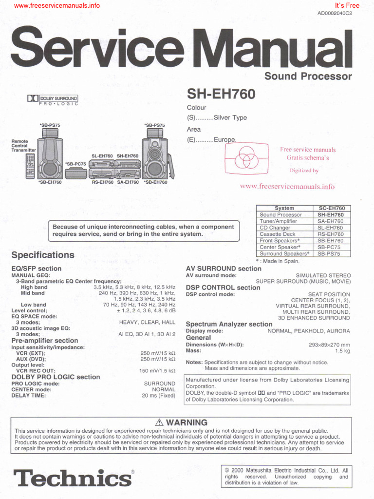 Technics Sh-Eh760 | PDF