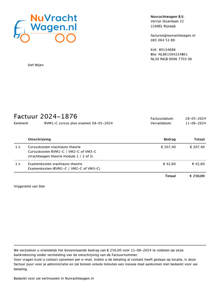 Factuur Thoerie Vrachtwagen | PDF