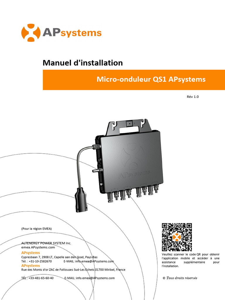 APsystems Microinverter QS1 For EMEA User Manual - 10.18 - French | PDF