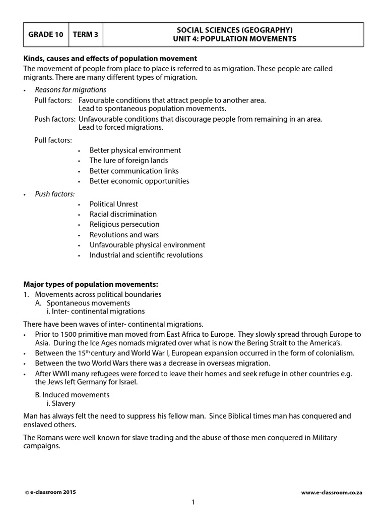 Understanding Population Movements | PDF | Human Migration | Urbanization