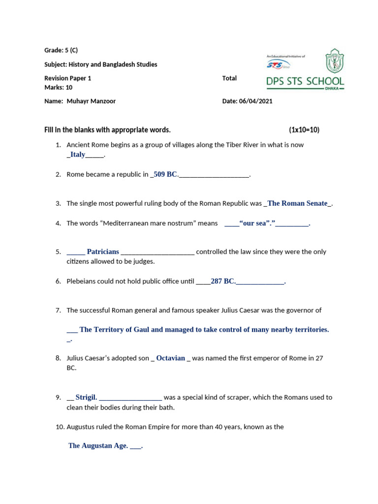 Revision Paper 1 | PDF