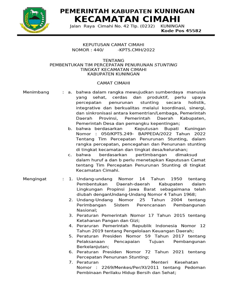 SK Camat TPPS Kec Cimahi | PDF