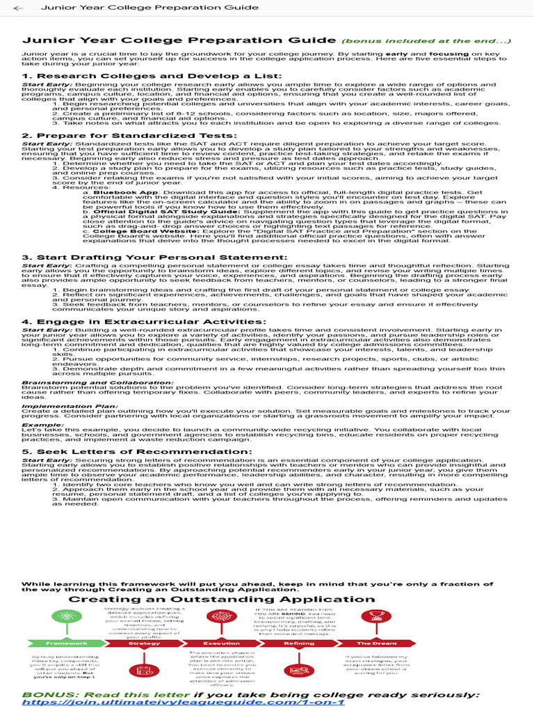 Junior Year College Preparation Guide | PDF