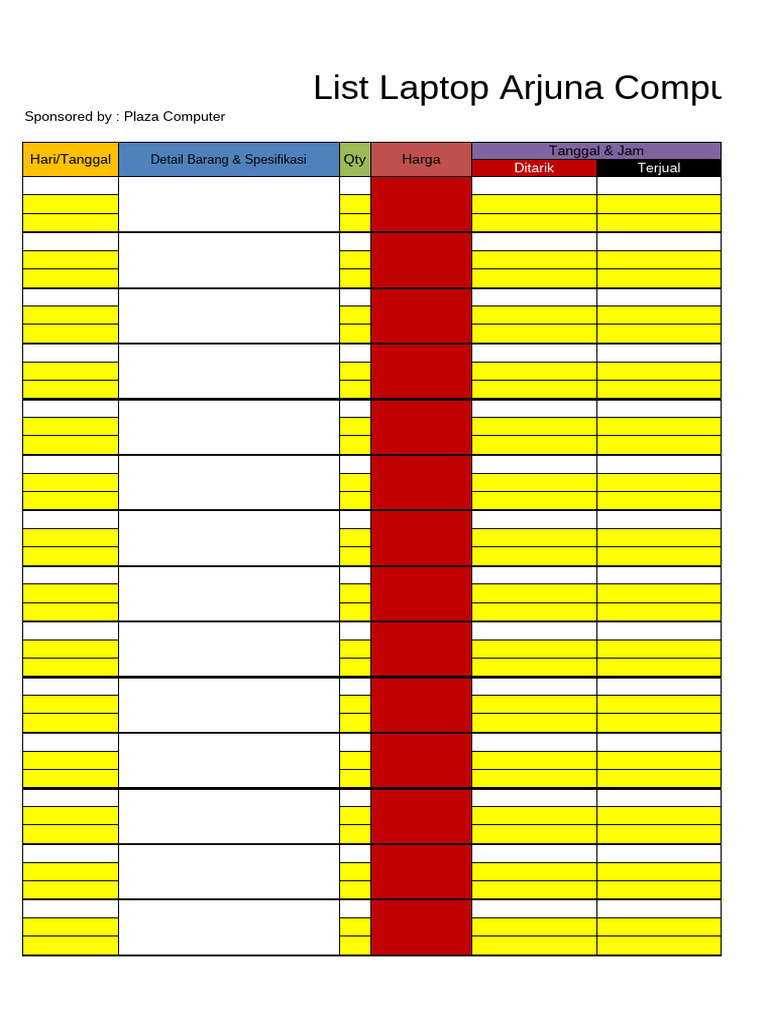 Mentahan Stock Barang Laptop | PDF