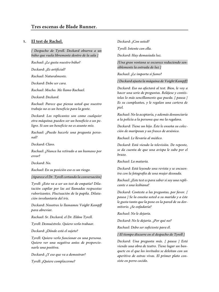 Tres Escenas de Blade Runner | PDF