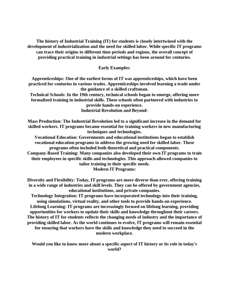 History and Objectives of Industrial Training | PDF | Knowledge | Business