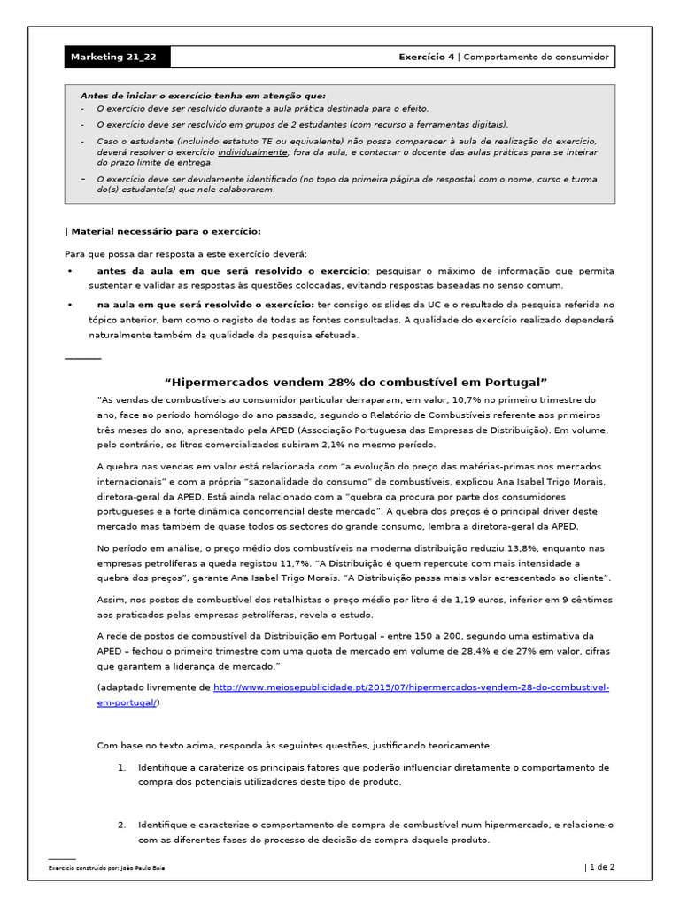 MKT - Exerc - 4 Comp - Cons | PDF