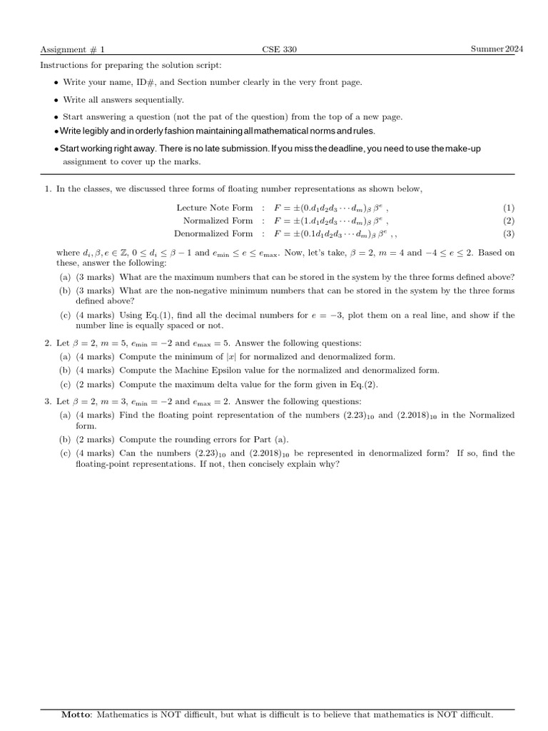 Assignment1 Cse330 Summer2024 | PDF
