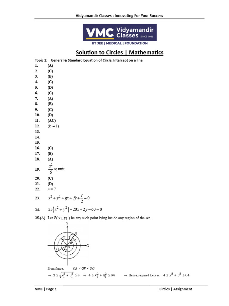 Circles - COE-Assignment - Solutions | PDF