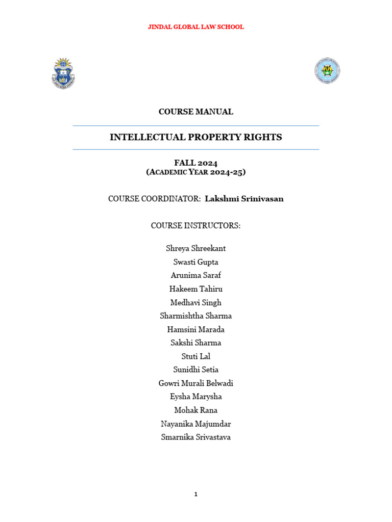 IPR Course Manual Fall 2024 | PDF