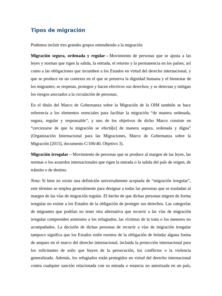 Tipos de Migración | PDF