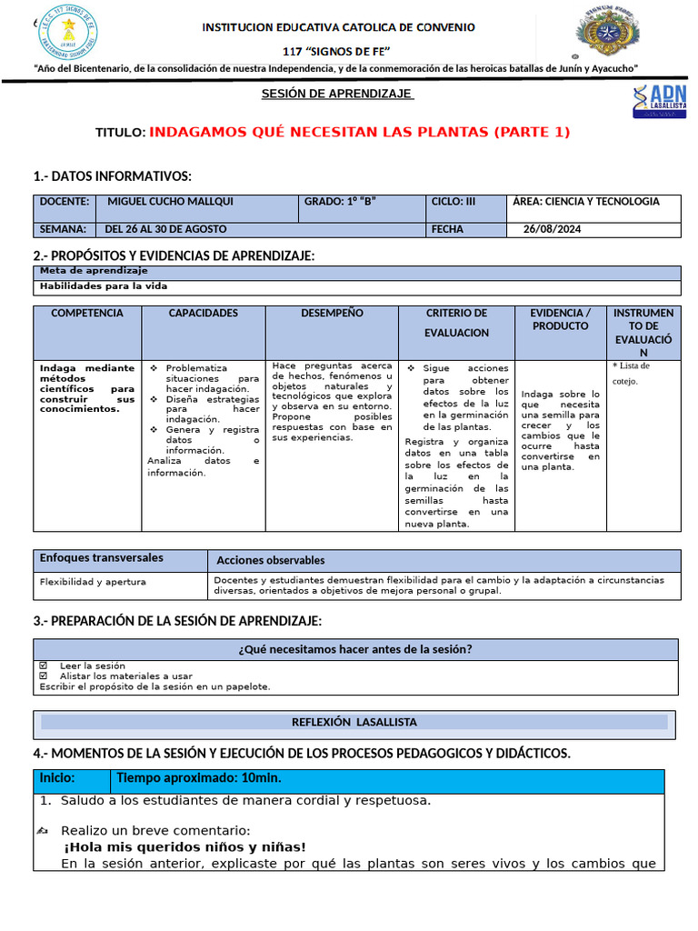 Indagamos Qué Necesitan Las Plantas (Parte 1) | PDF