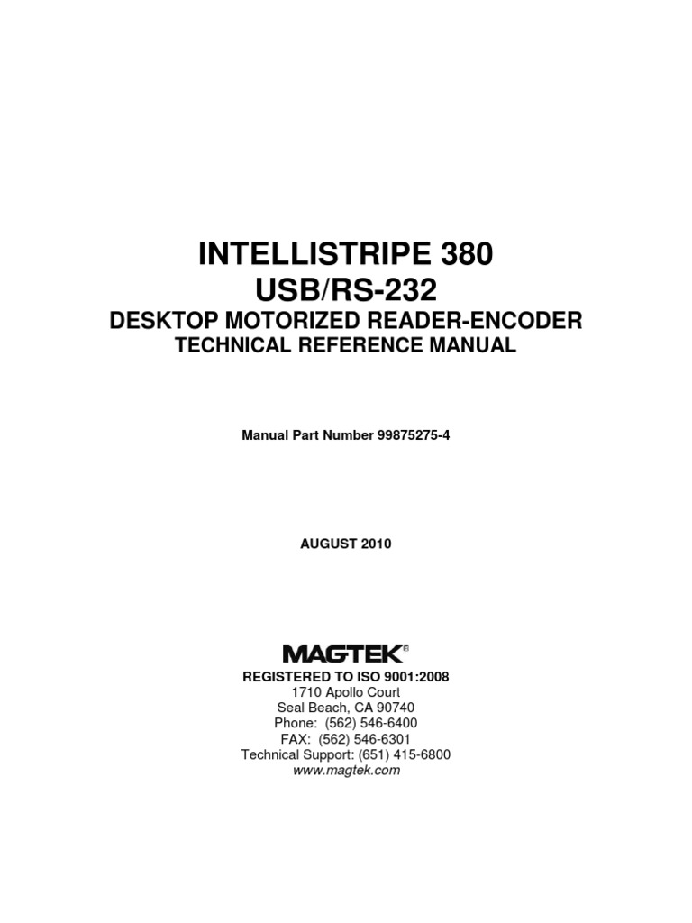Magtek 1-380 Manual Intellicoder | PDF | Electrical Connector | Smart Card