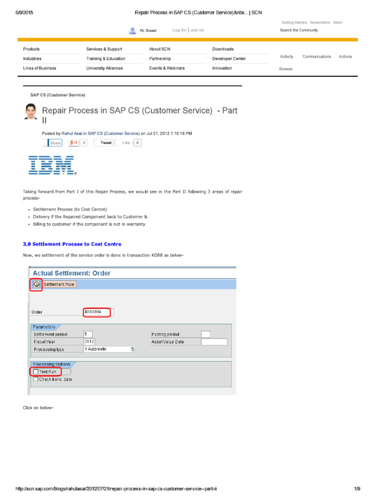 Repair Process in SAP CS-2 | PDF