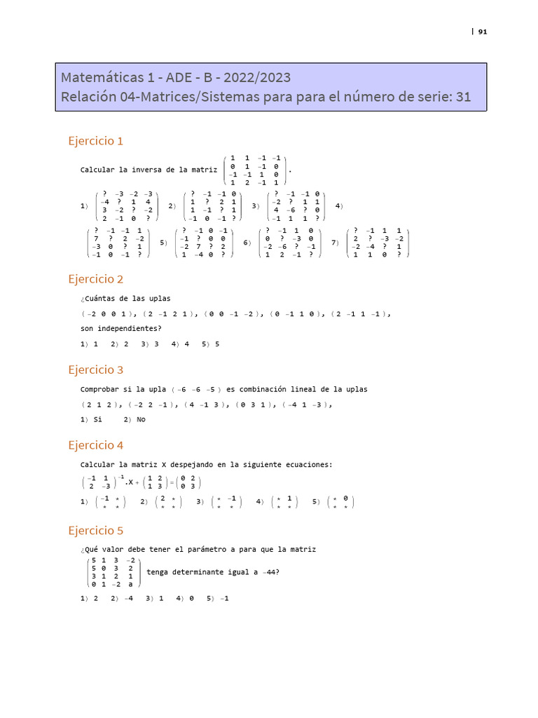 ADE B 04 Matrices Parte31 | PDF