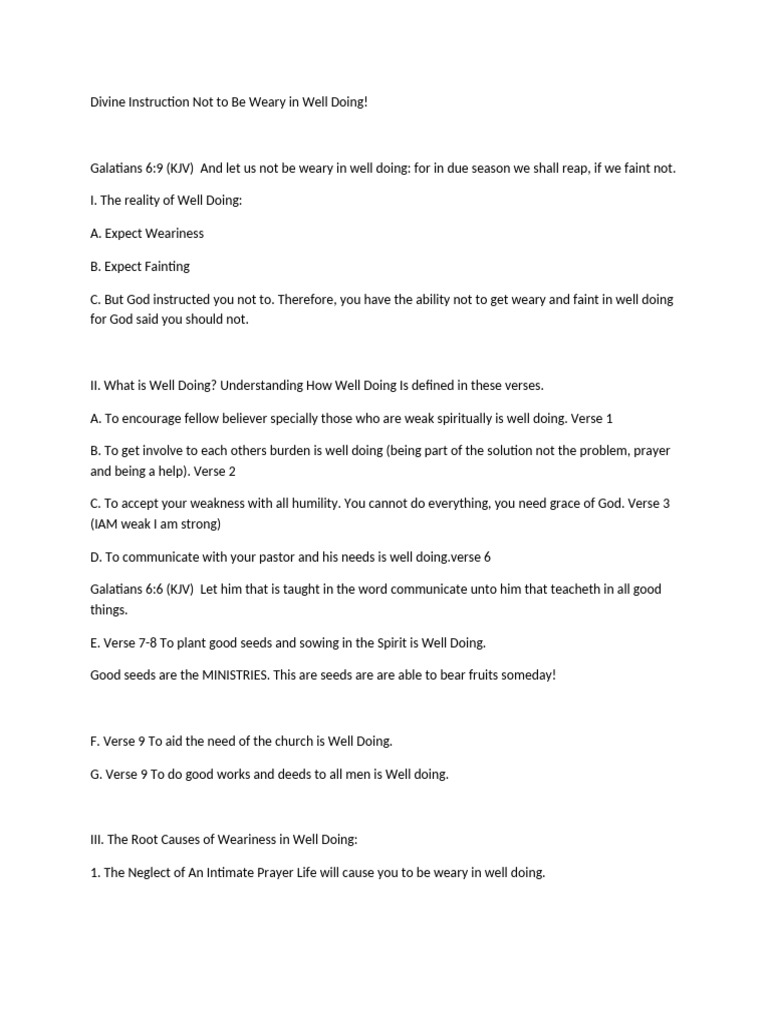 Let Us Not Be Weary in Well Doing | PDF