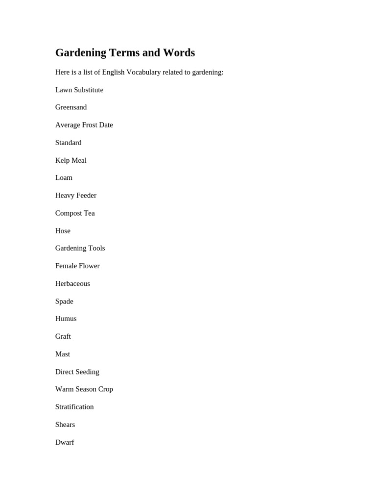 Gardening Phrase and Words | PDF