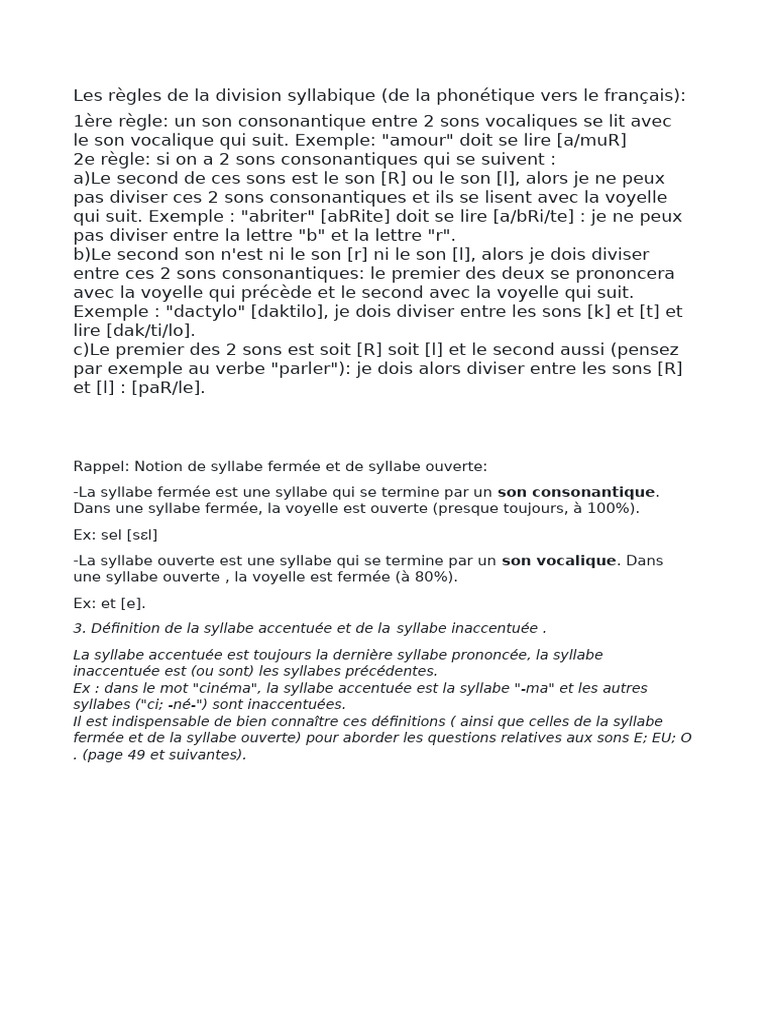 Les Règles de La Division Syllabique | PDF