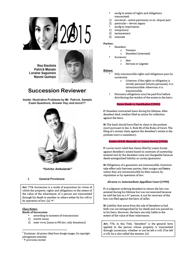 Ruben Balane Succession Reviewer | PDF