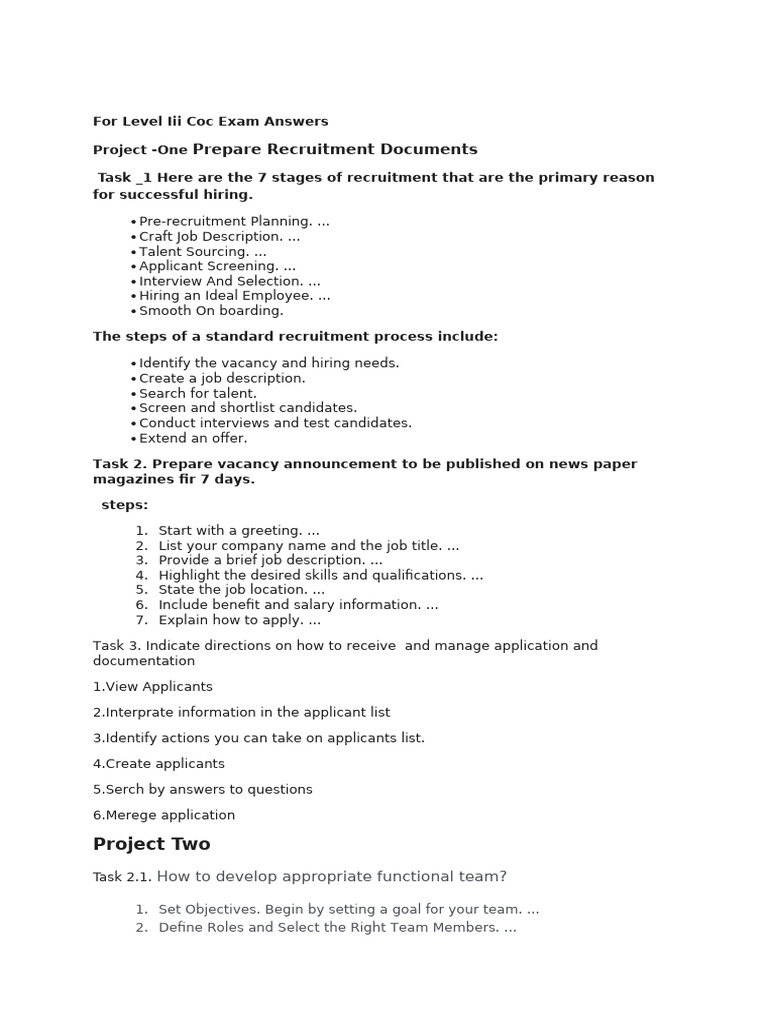 Management Level 3 Coc | PDF